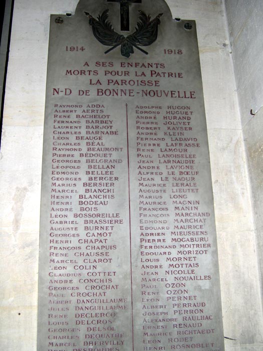 Crosses, palms, and flags above two marble tablets "A ses enfants morts ...